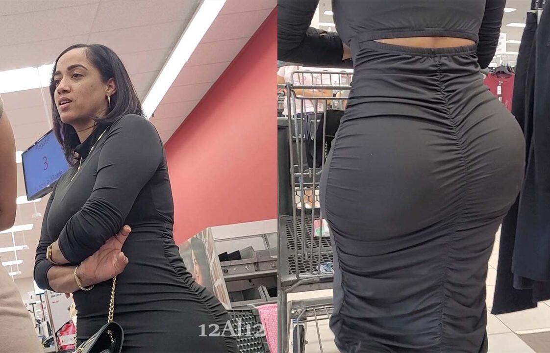 PHAT CURVY Latina MILF in Tight, Black, Ruched Dress - Candid Best Premium