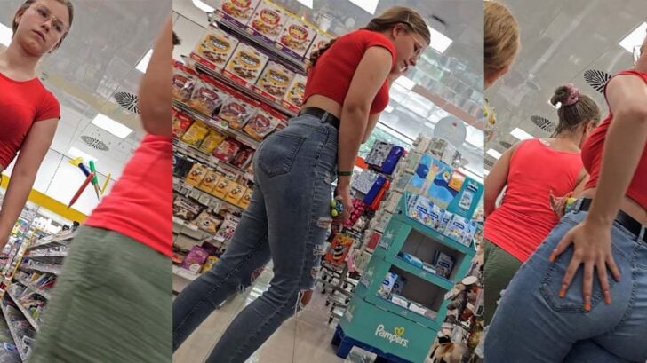 Brunette Bubble Butt In Tight Jeans Candid Best Premium
