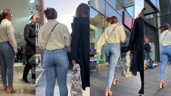 Slim girl in jeans vpl - Candid Best Premium