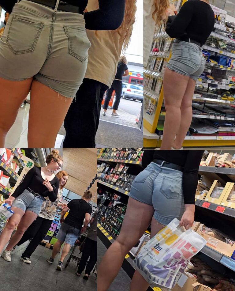 Girl in jeans shorts - Candid Best Premium