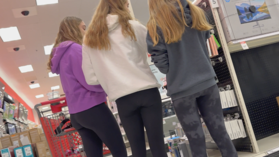 Blonde Teens shopping at Target - Candid Best Premium