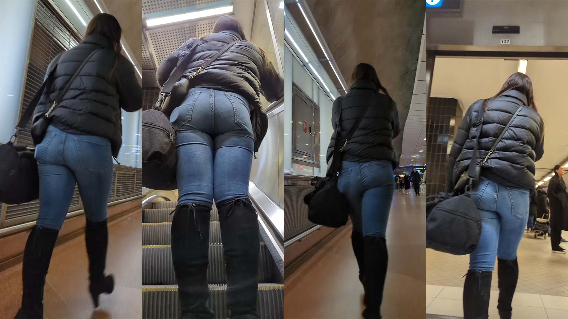 Stunning Girl In Tight Jeans Candid Best Premium