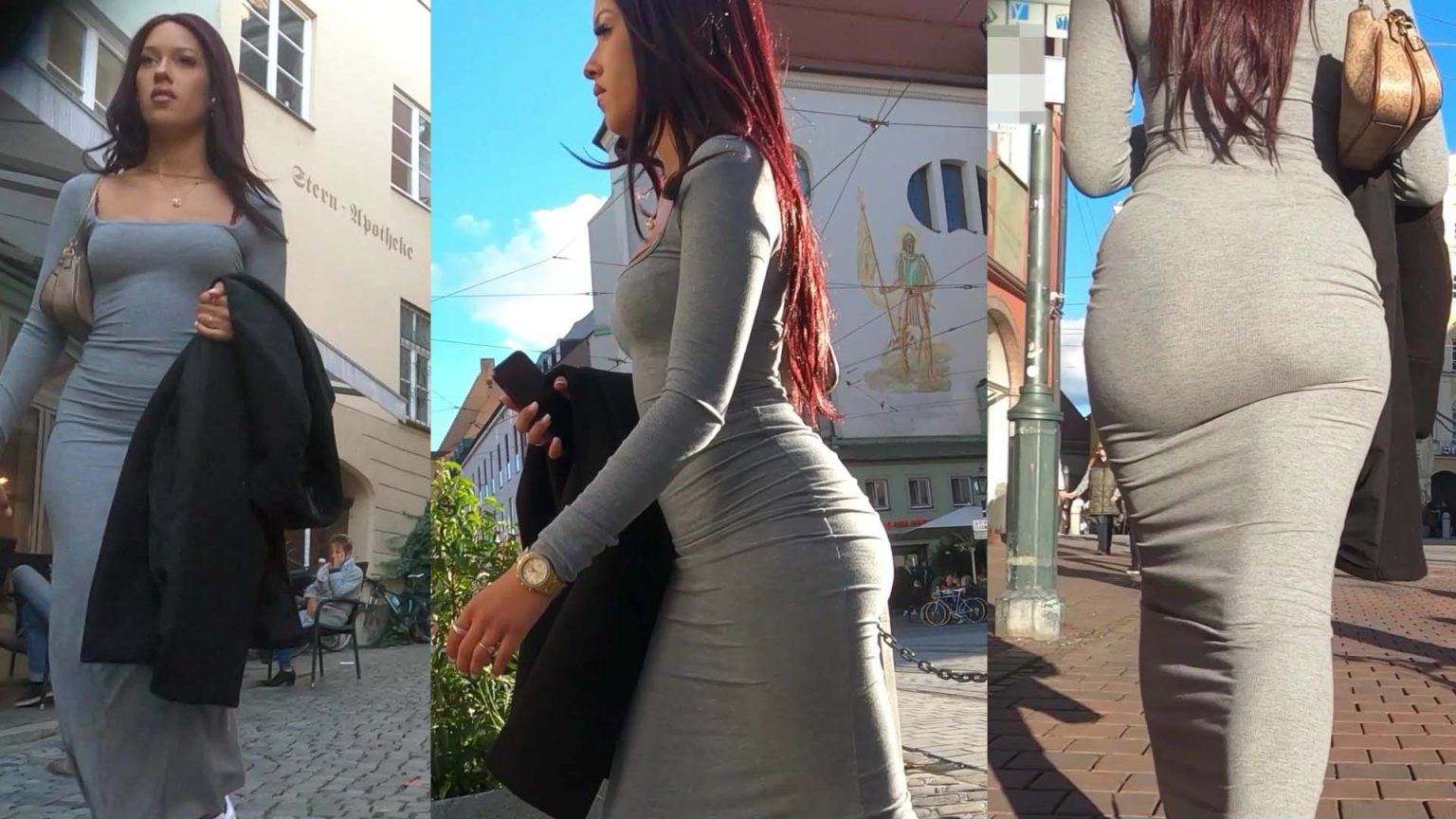 Gorgeous thicc jelly booty in grey dress - Candid Best Premium