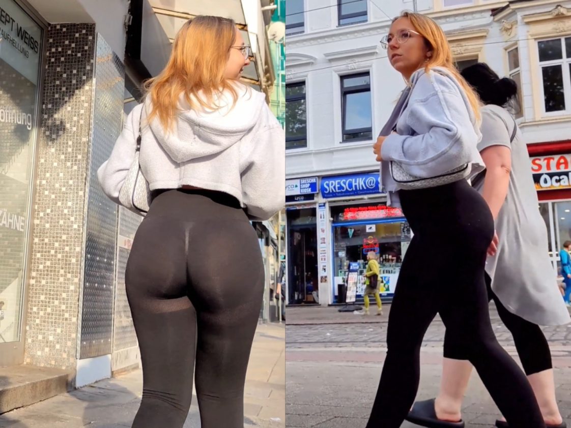 Holiday Season Vol 1: Lovely blonde in shiny leggings - Candid Best Premium