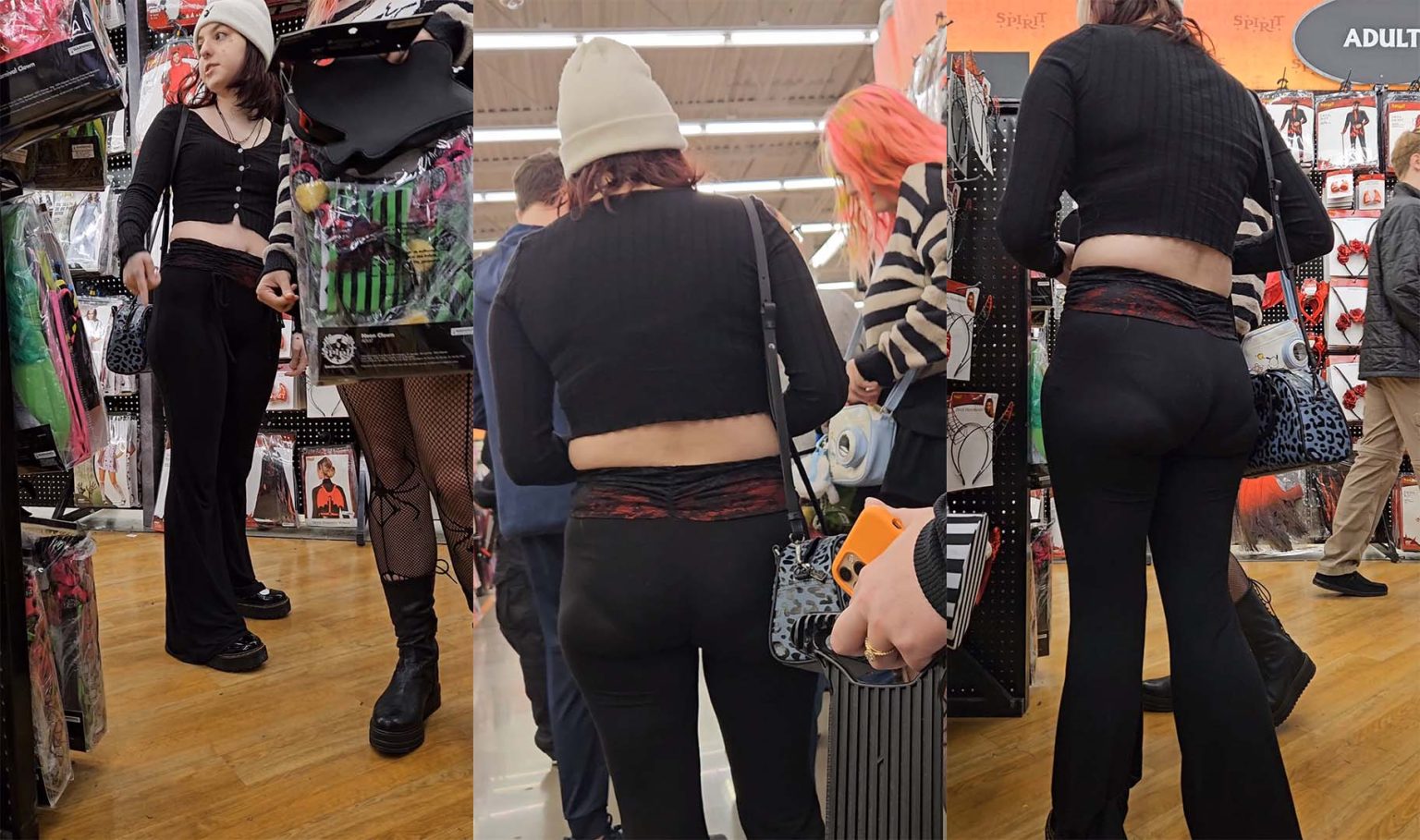 Thick Ass Goth Teen w/ VPL - Candid Best Premium