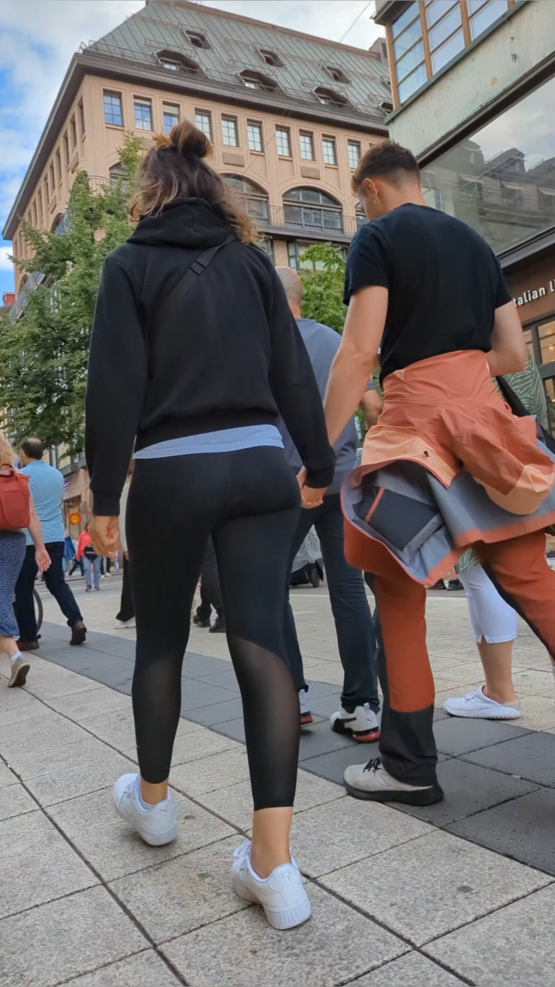 Tourist In Black Leggings Candid Best Premium