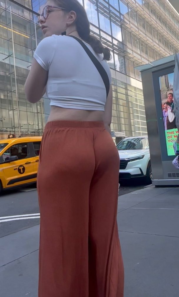 PAWG nerdy te3n in summer pants vpl - Candid Best Premium