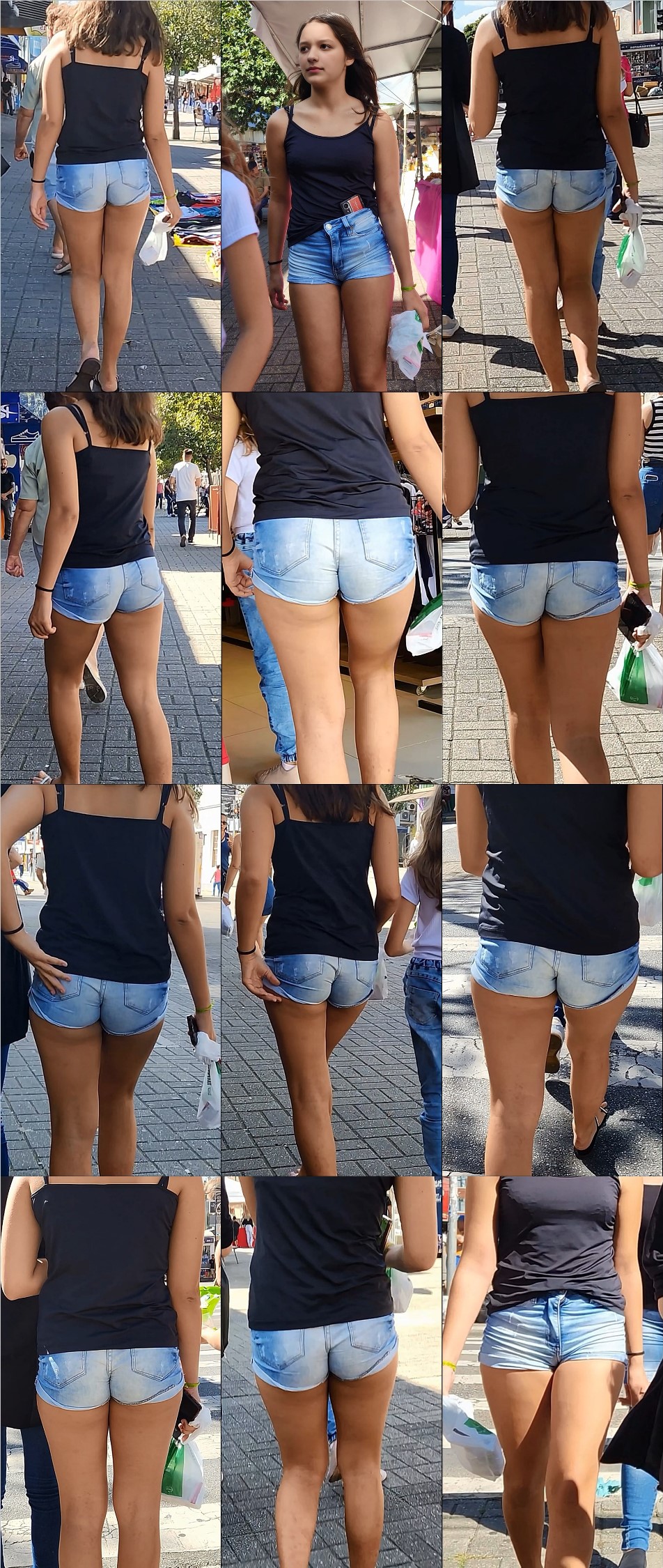 423- Beauty Tiny Teen - Too Tight & Wedgie Shorts!!! - Candid Best Premium