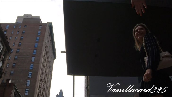 Tall Modelesque Blonde Russian in Ultra Short Pinstripe Dress & Knee ...